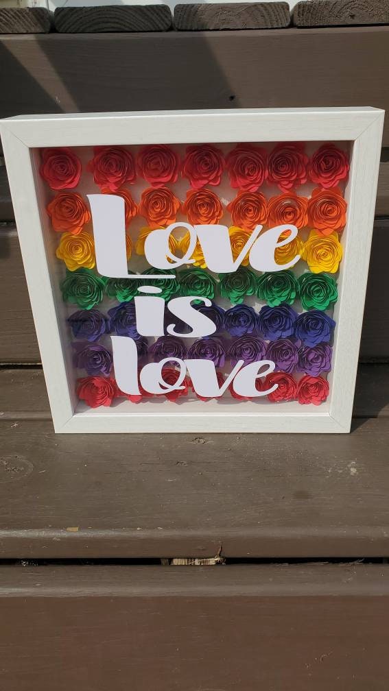 Love is Love Rolled Flower Shadow Box | I Will Draw Your Soulmate - Etsy