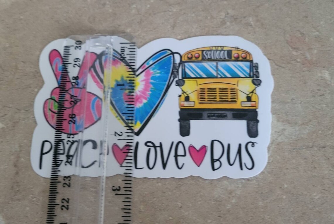 Peace Love Bus Waterproof Sticker Best Bus Driver Bus - Etsy