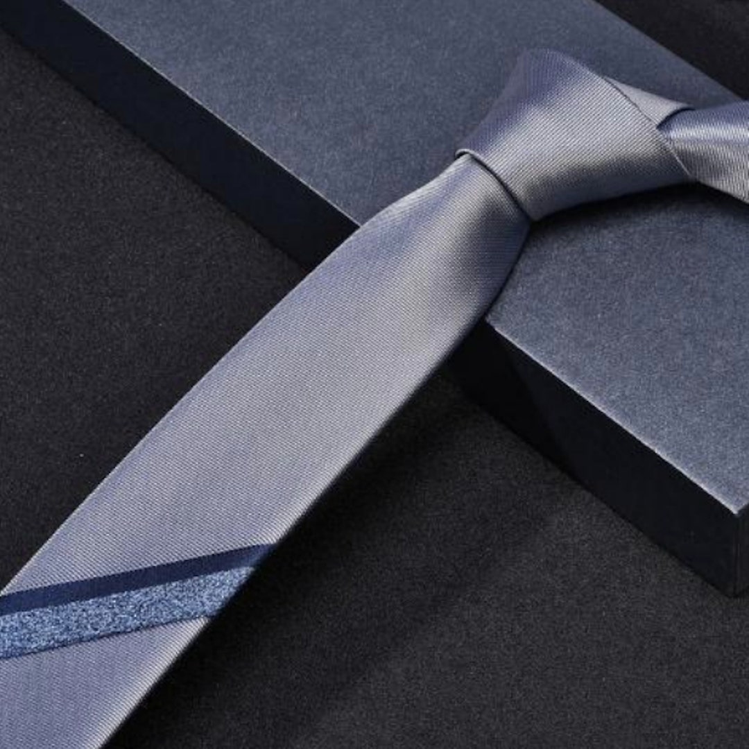 Silk Tie Grey With Stripes - Etsy