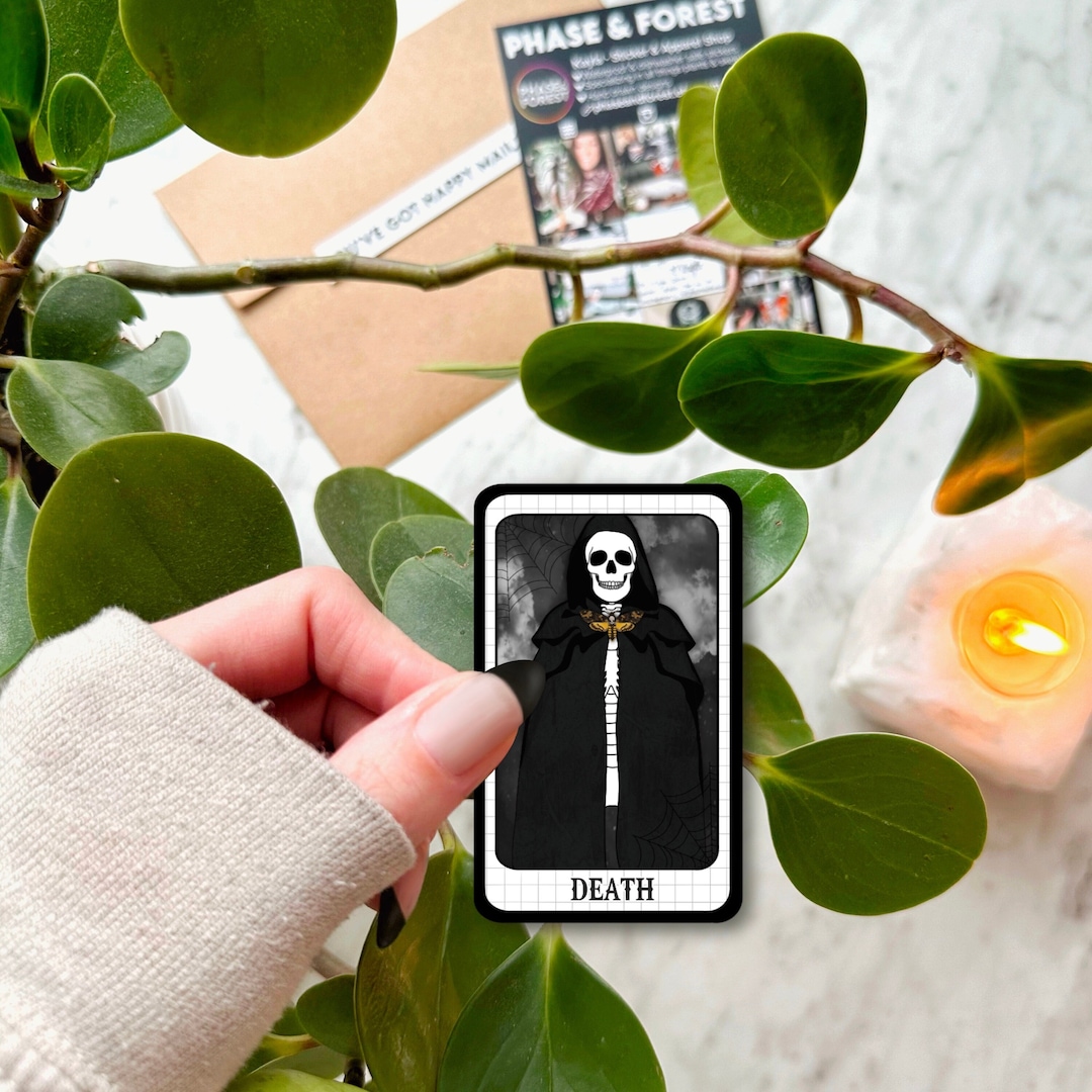 Tarot Card Sticker, Death Tarot Card, Skeleton Sticker, Death Head Moth ...
