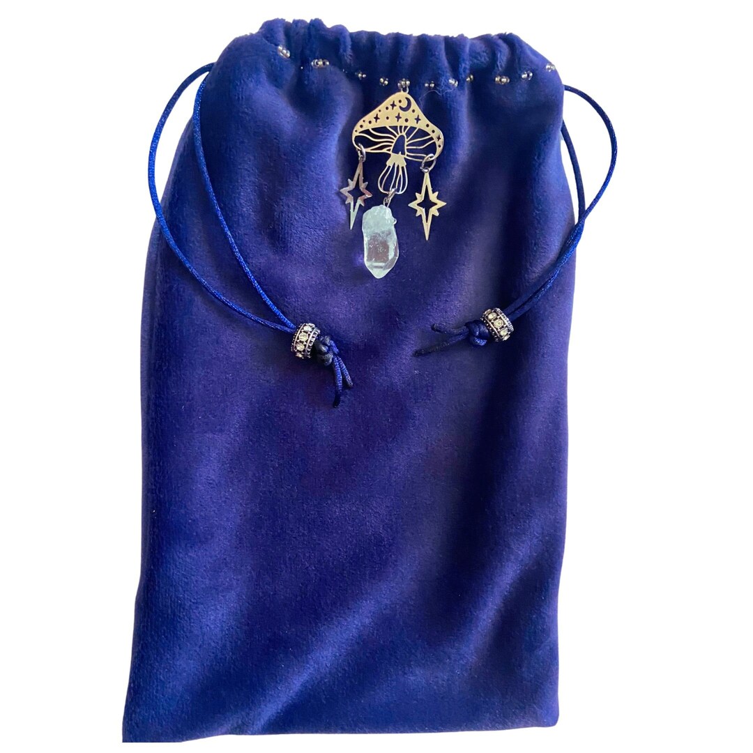Velvet Tarot Card Deck Drawstring Bag With White Quartz Crystal Charm ...