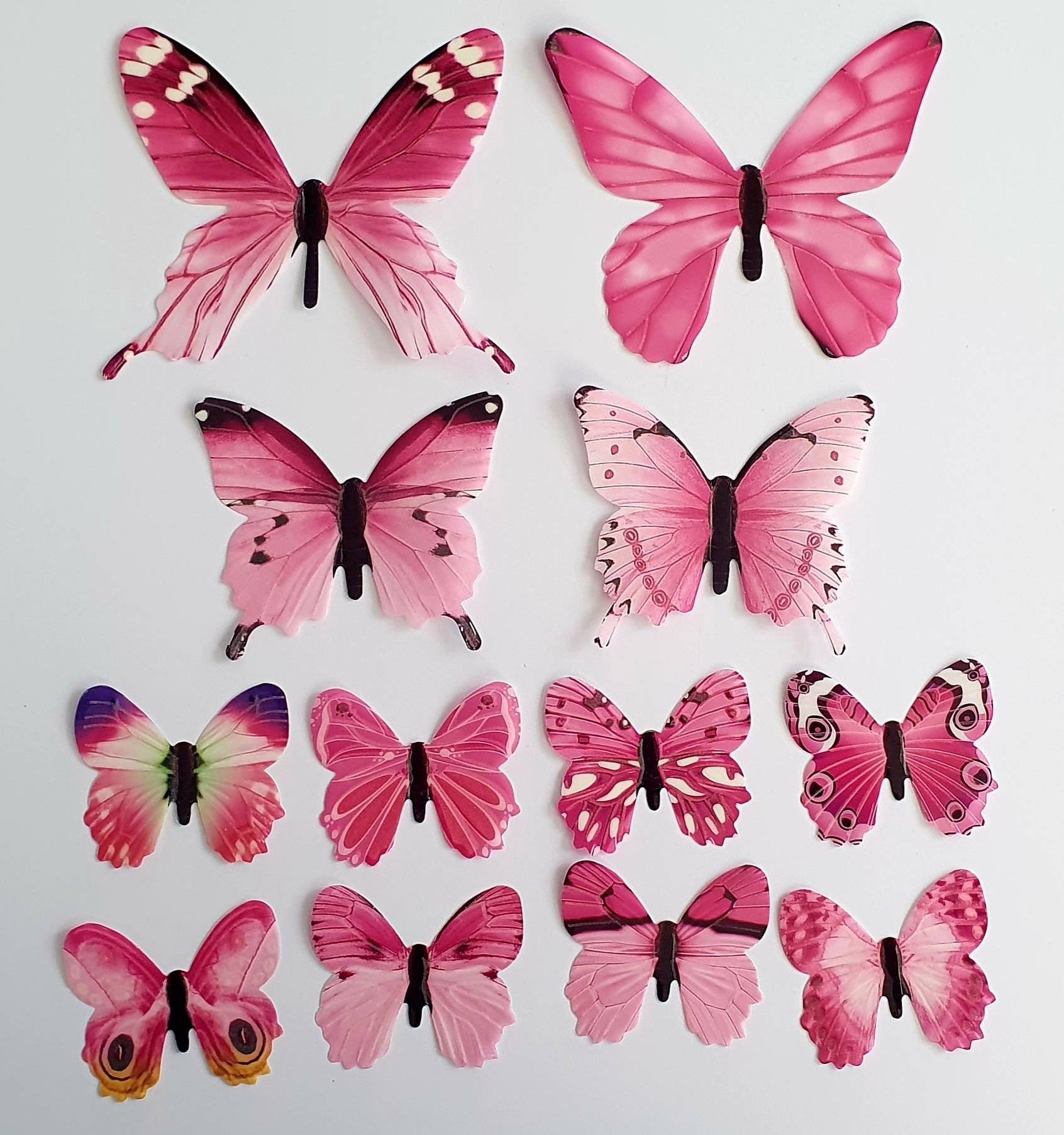 Pink Butterfly 12 pcs luminous Butterfly Wall Decor For Home | Etsy