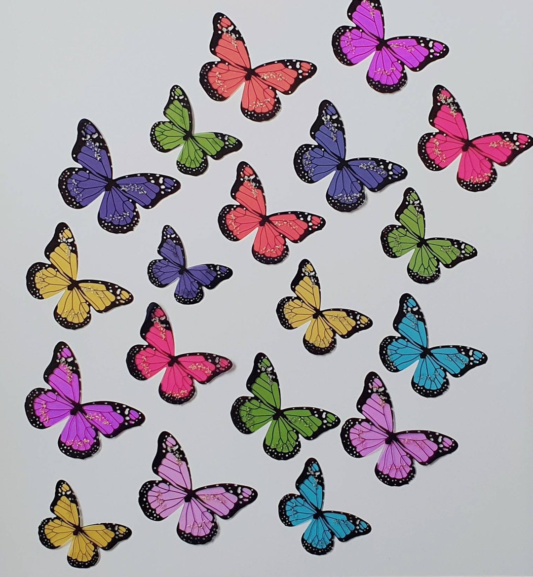 Rainbow Colour Mix Butterfly 18 Pcs, 3D Crystal Butterfly, Wall Decor ...
