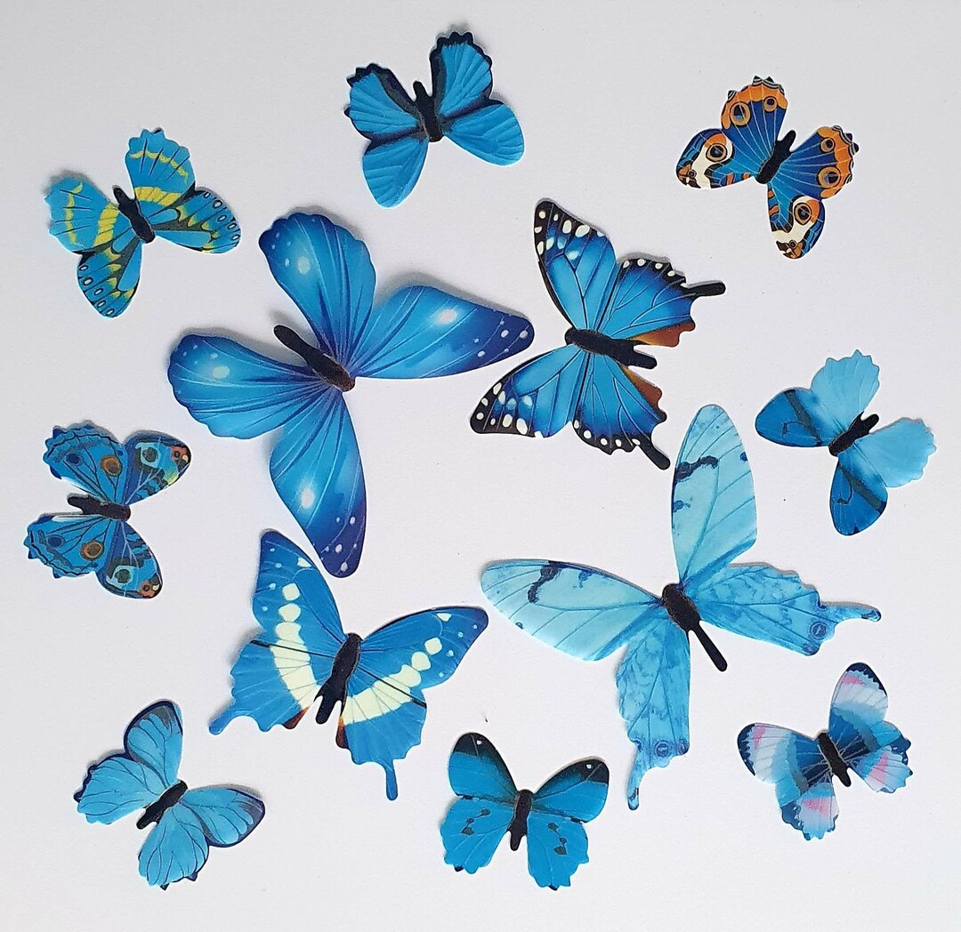 Blue Butterfly 12 Pcs, Luminous Butterfly, Wall Decor for Home ...