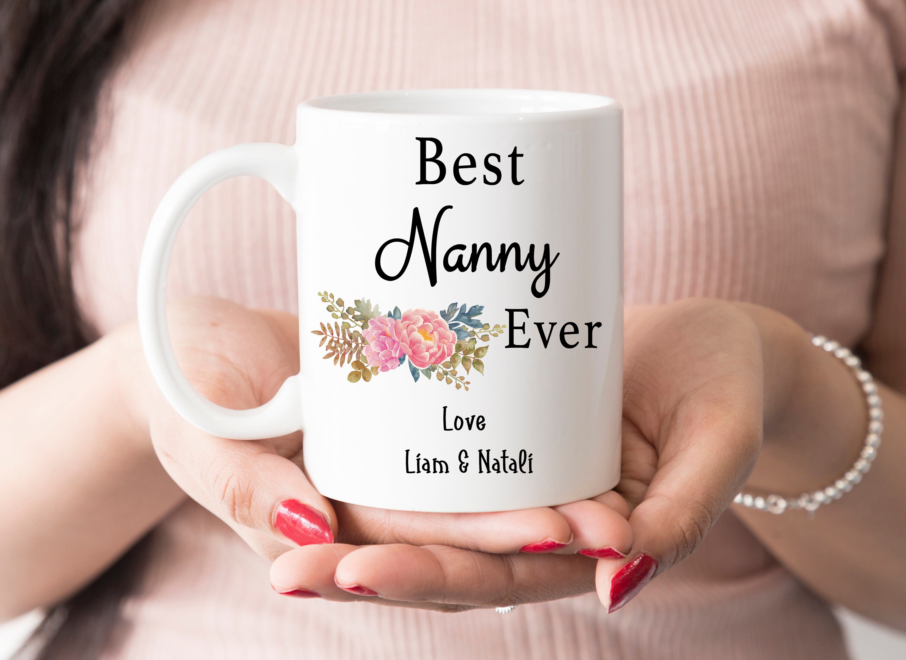 Best Nanny Ever Mug with personalised Names Gift for Nanny | Etsy