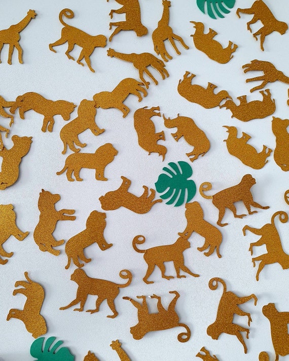 100 Random Gold Glitter Safari Animals Confetti for Birthday | Etsy