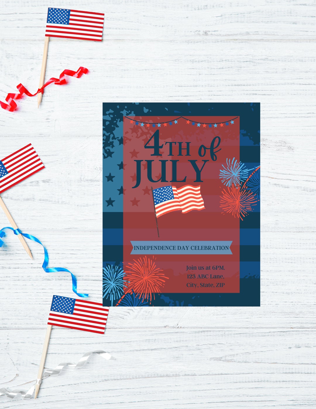 4th of July Editable Invitation Template - Etsy