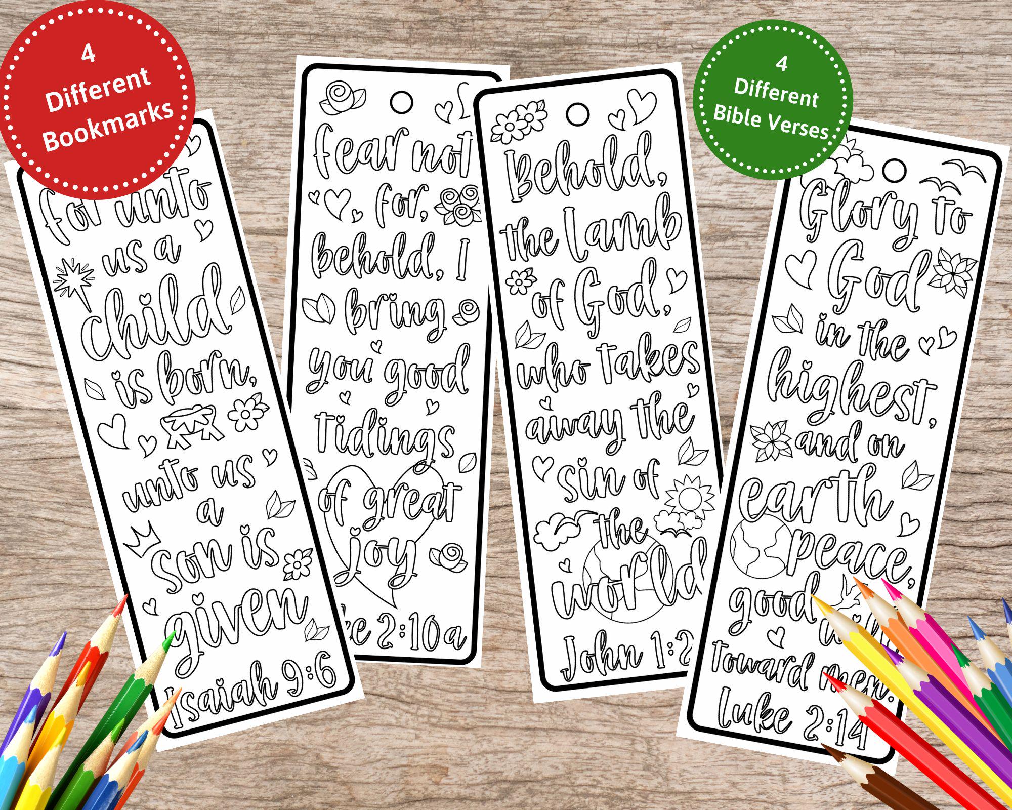 Christmas Scripture Coloring Bookmarks: Printable Bible Verses (PDF) - Etsy