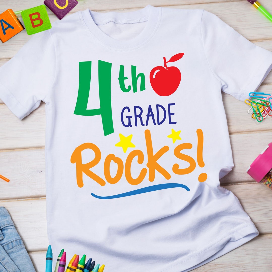 4th Grade Rocks SVG, Back to School SVG, School SVG, Kids Svg, Grade ...