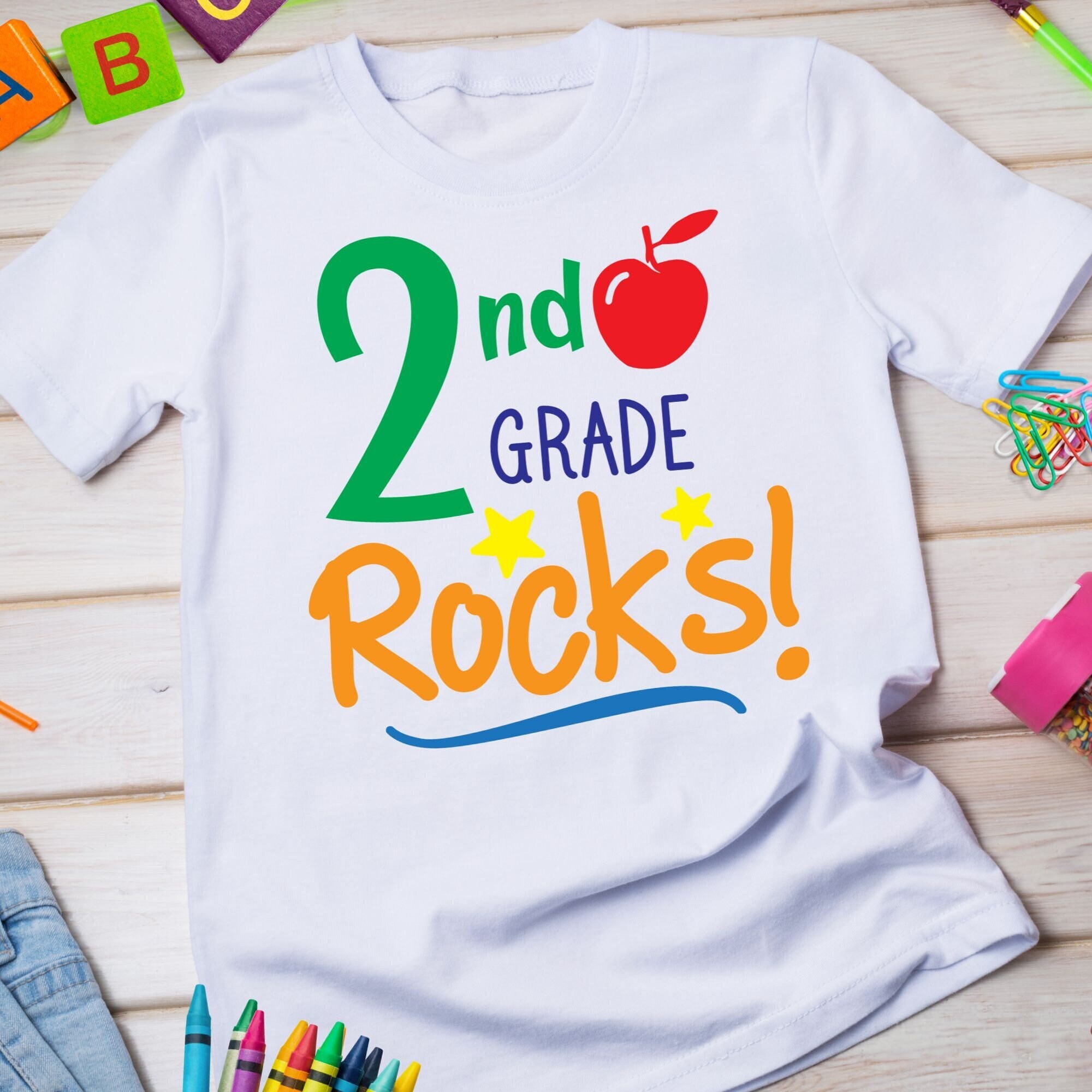 2nd Grade Rocks SVG, Back to School SVG, School SVG, Kids Svg, Grade ...
