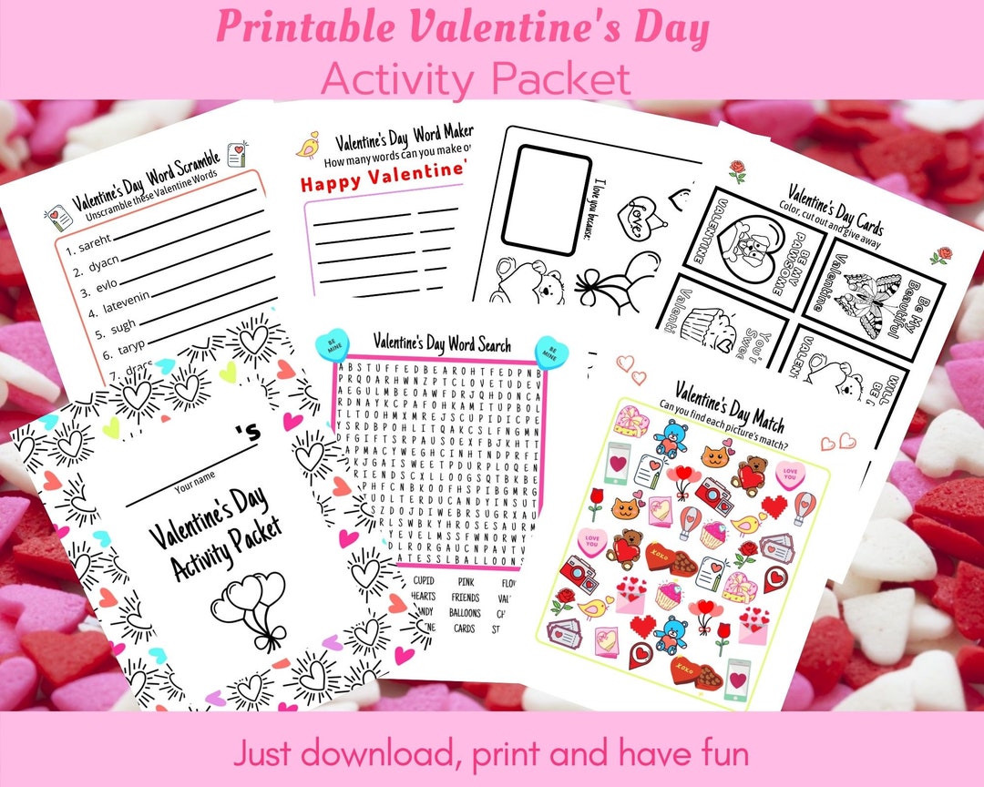 Valentine's Day Activity Packet: Printable Games for Kids (PDF) - Etsy