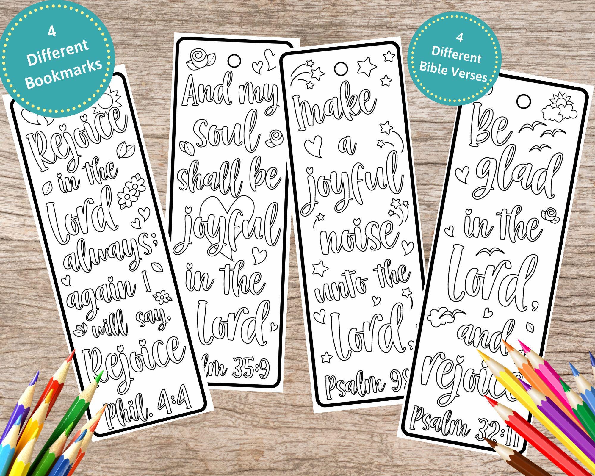 Joyful Scripture Bookmarks, Printable Bookmarks, Coloring Scripture ...