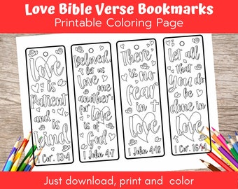 Bible Verse Coloring Bookmarks for Kids, Bible Verse Printable Activity ...