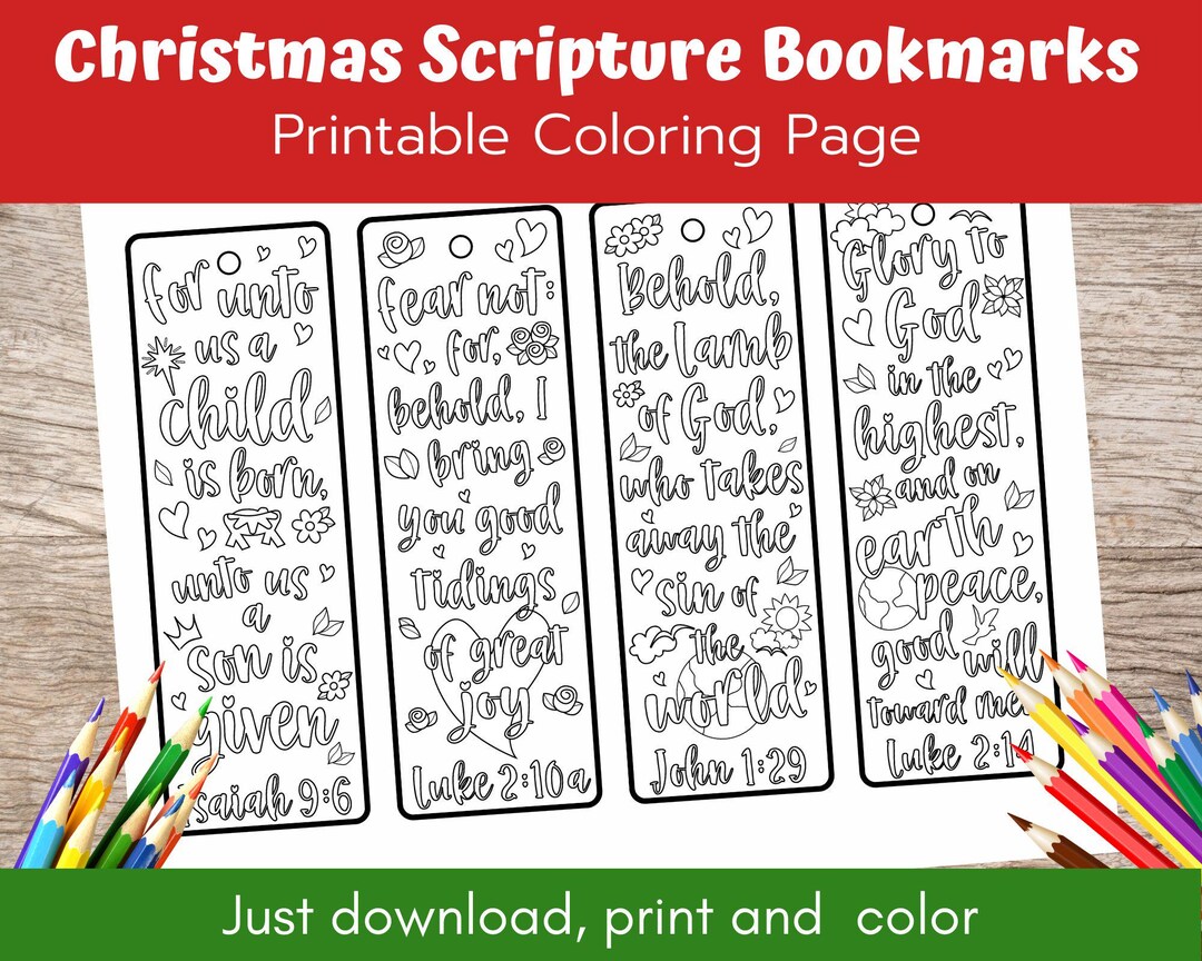 Christmas Scripture Coloring Bookmarks: Printable Bible Verses (PDF) - Etsy