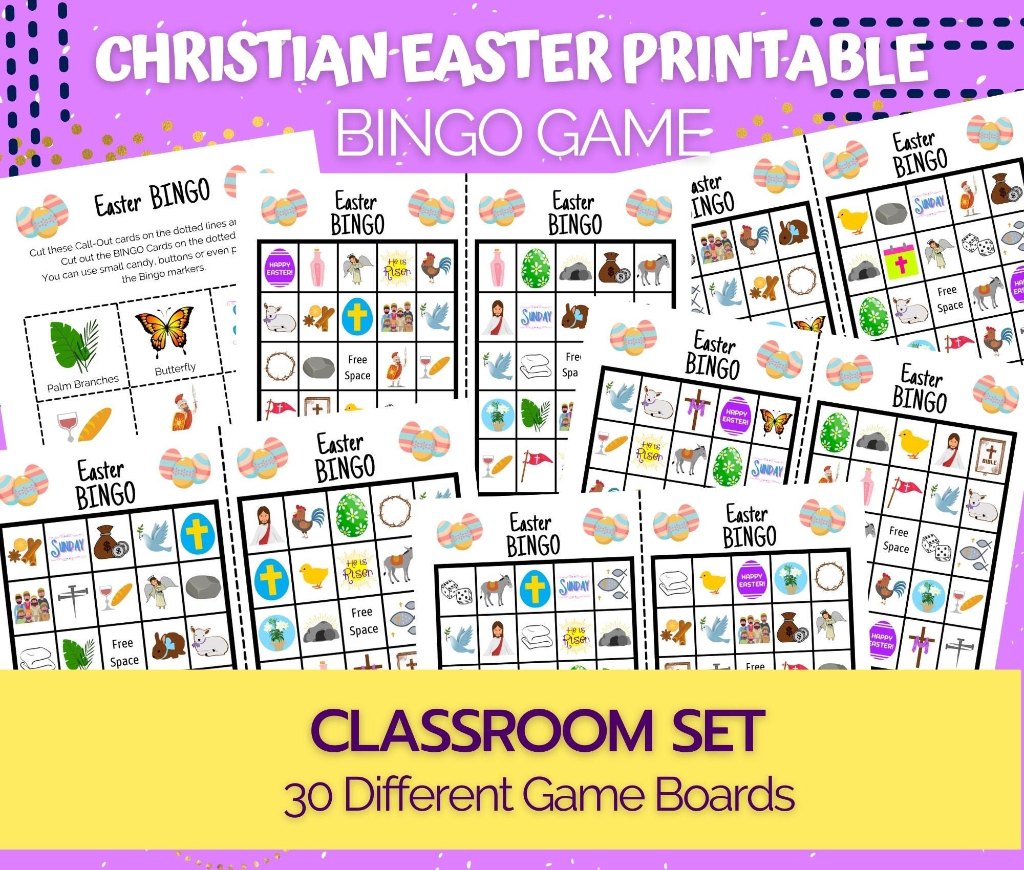 Buy Christian Easter Bingo Game: Classroom Set (printable) Online in ...