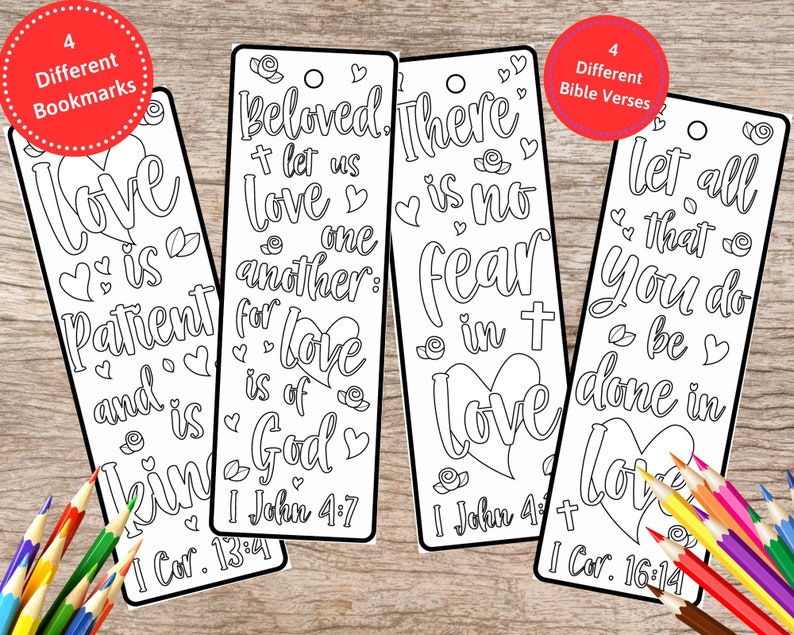 Love Bible Verse Coloring Bookmarks: Printable Scripture (PDF) - Etsy