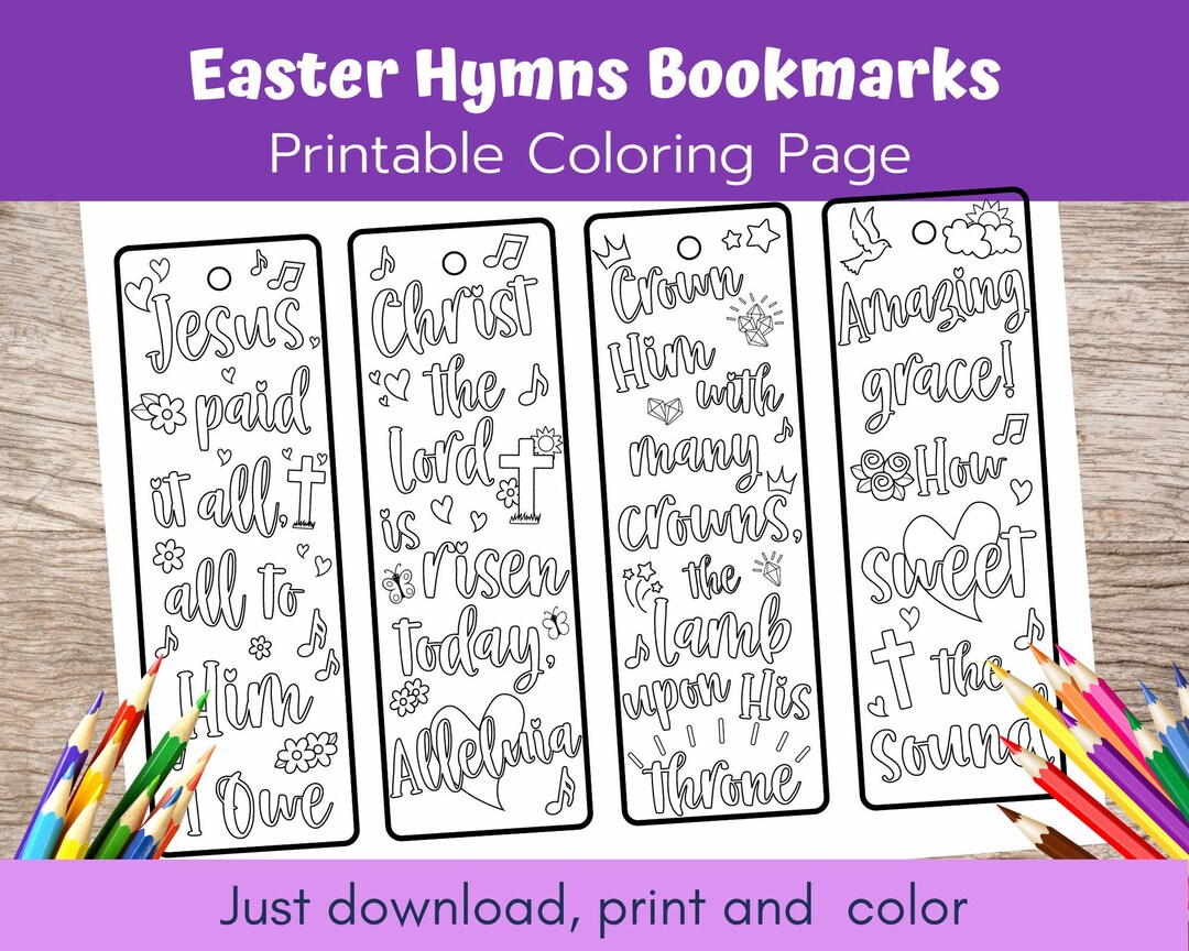 Easter Hymns Bookmarks, Printable Easter Bookmarks, Coloring Hymn ...