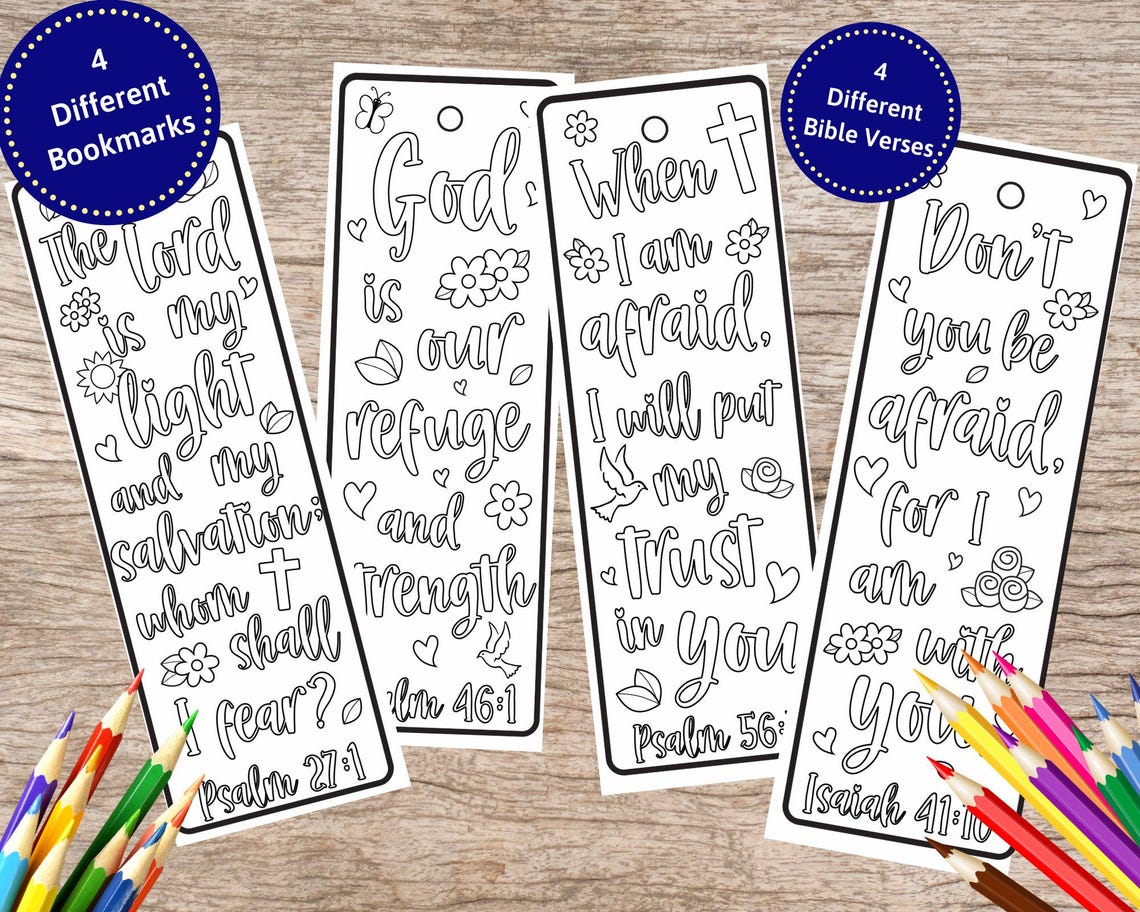 Fearless Bible Verse Coloring Bookmarks: Sunday School Activity (PDF ...