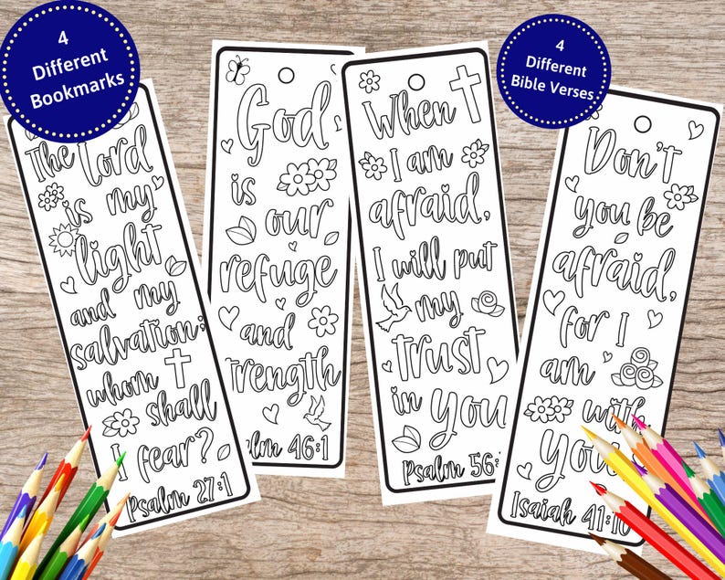 Fearless Bible Verse Coloring Bookmarks: Sunday School Activity (PDF ...