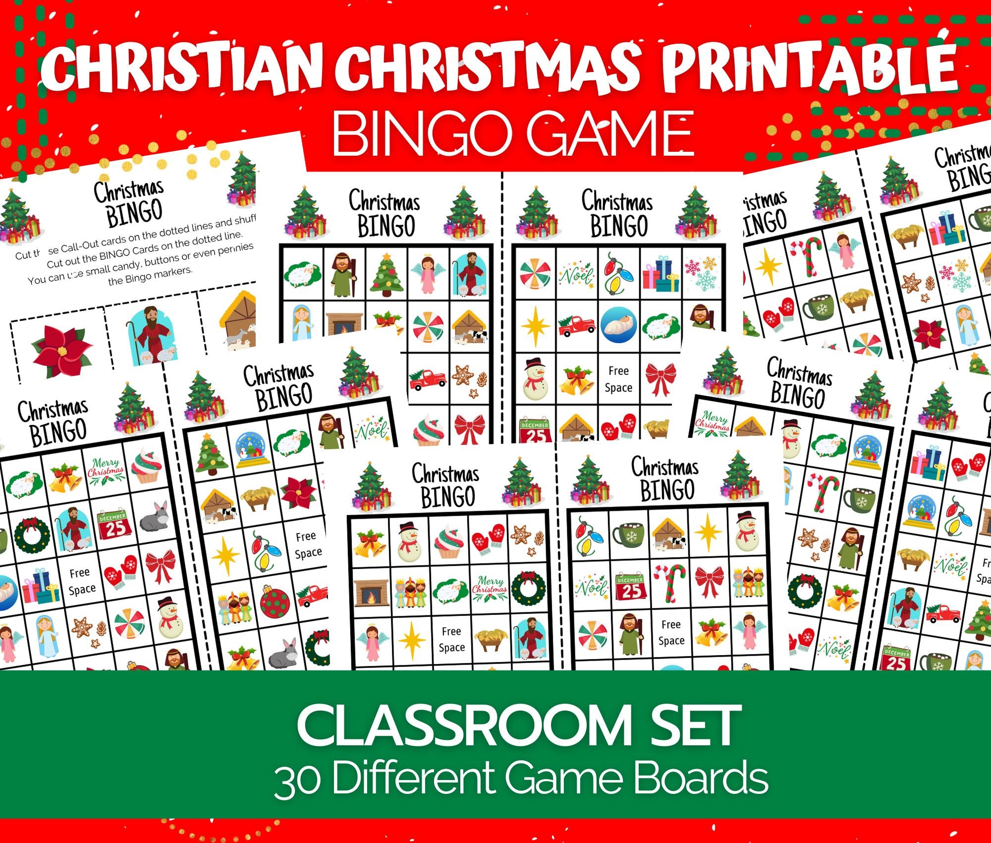 Christian Christmas Bingo Game: Sunday School Activity (PDF) - Etsy