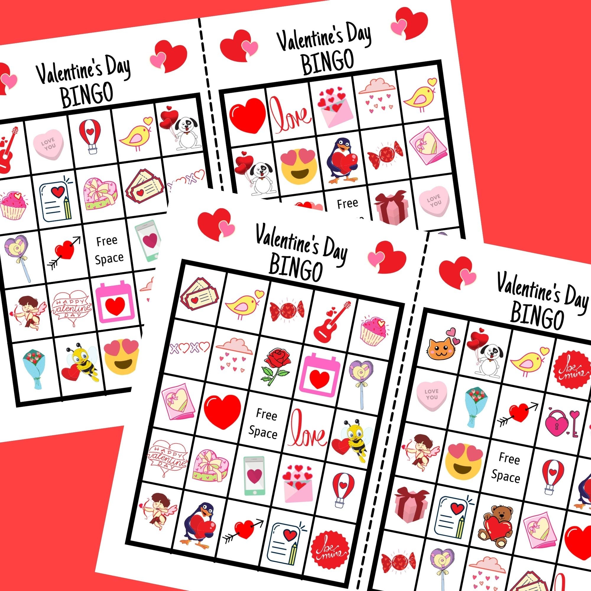 Printable Valentine Bingo Game: Classroom Set (digital Download) - Etsy
