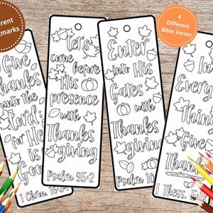Thanksgiving Coloring Bookmarks: Bible Verse Printables (PDF) - Etsy