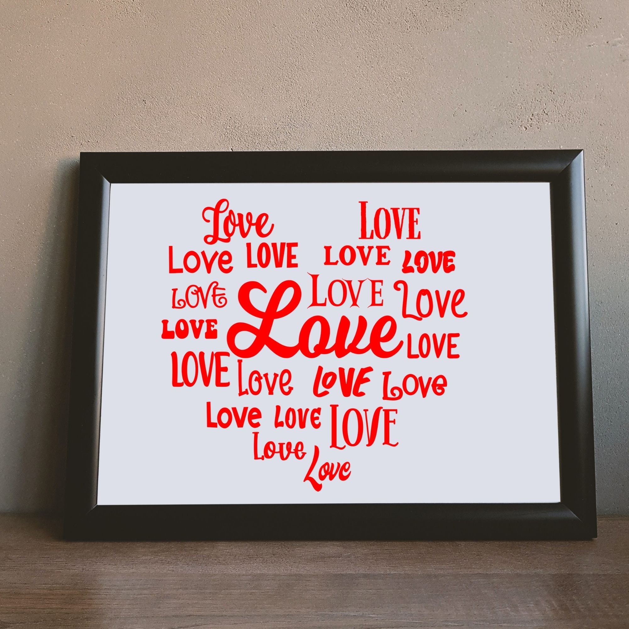 Valentine SVG, Love Word Art SVG, Heart SVG, Valentine Decor, Love Wall ...