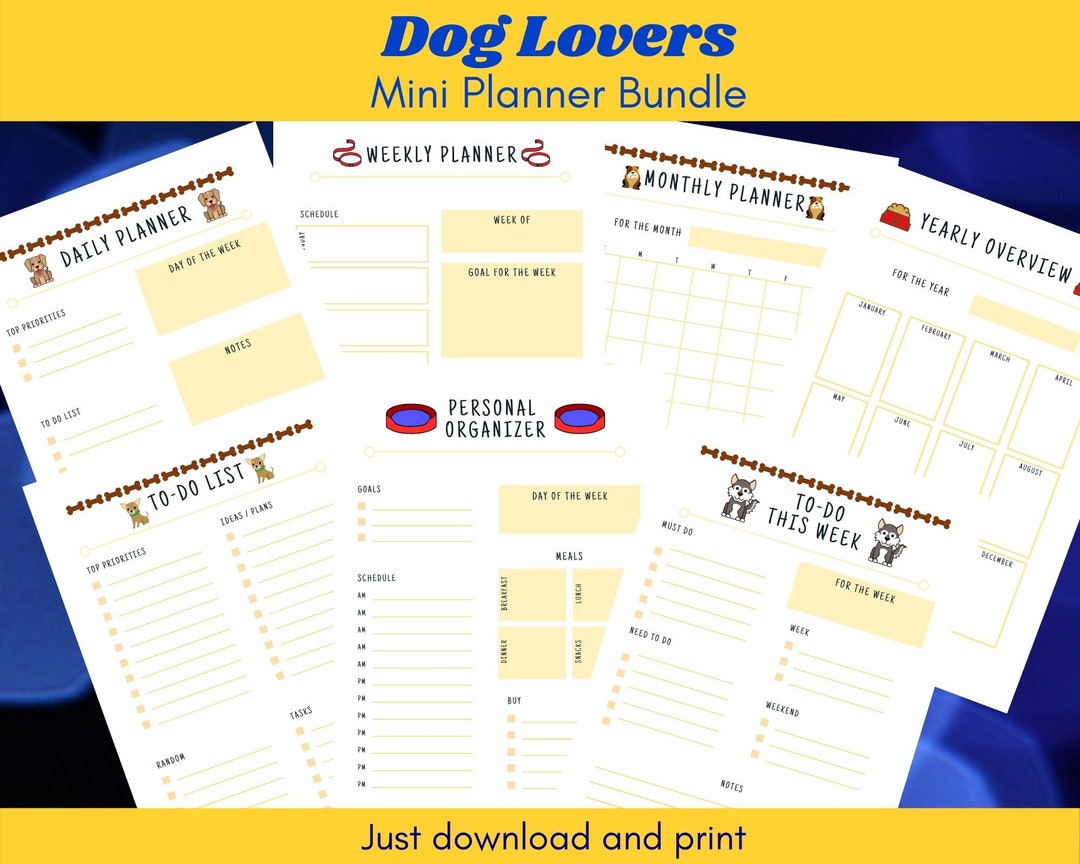 Printable Dog Lover's Planner, Dog Lovers Mini Planner Printable ...