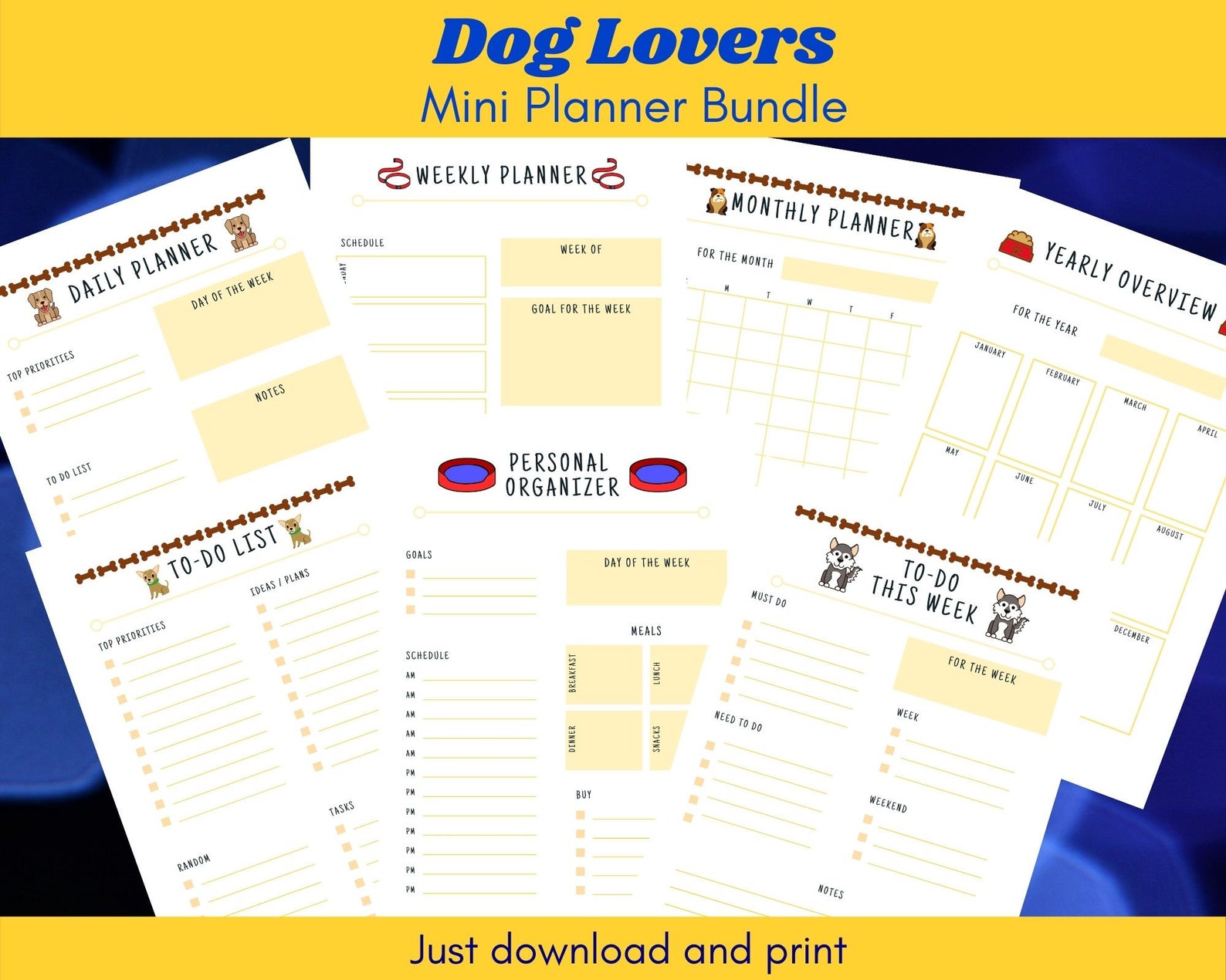 Printable Dog Lover's Planner, Dog Lovers Mini Planner Printable ...