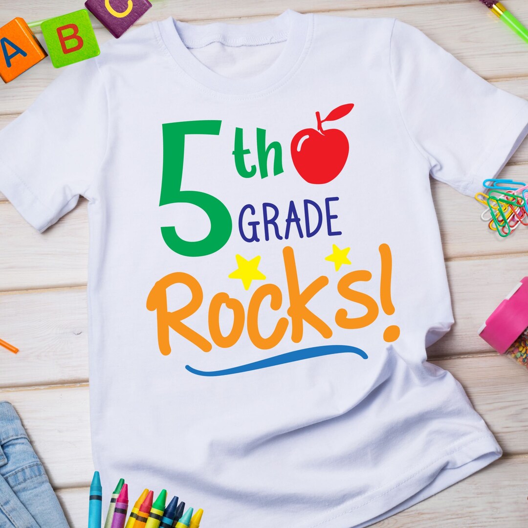 5th Grade Rocks SVG, Back to School SVG, School SVG, Kids Svg, Grade ...