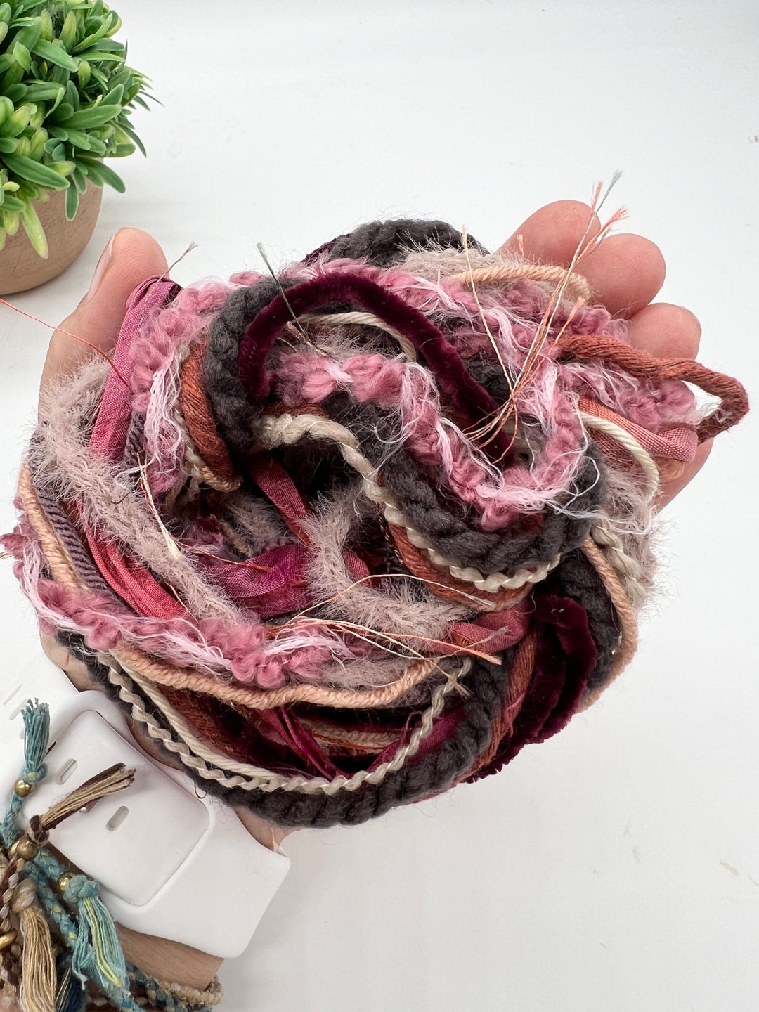 Antique Rose Art Yarn 10 Yards Total (1 Yards of Each) Fiber, Weaving ...