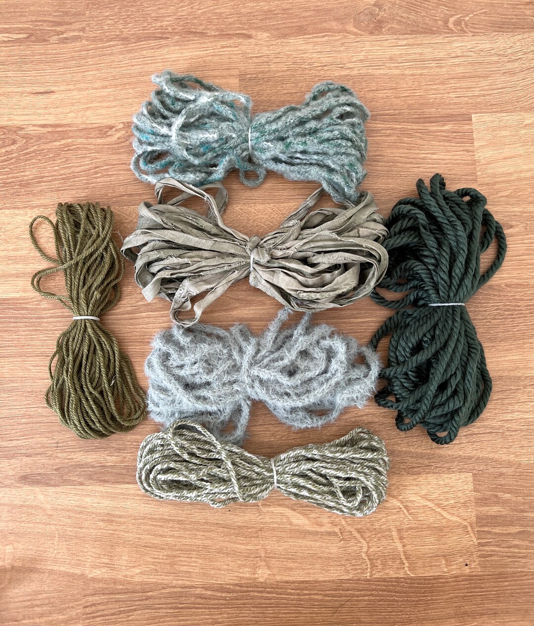Green Yarn Fiber Collection 30 Total Yards Includes Sill Sari Ribbon ...