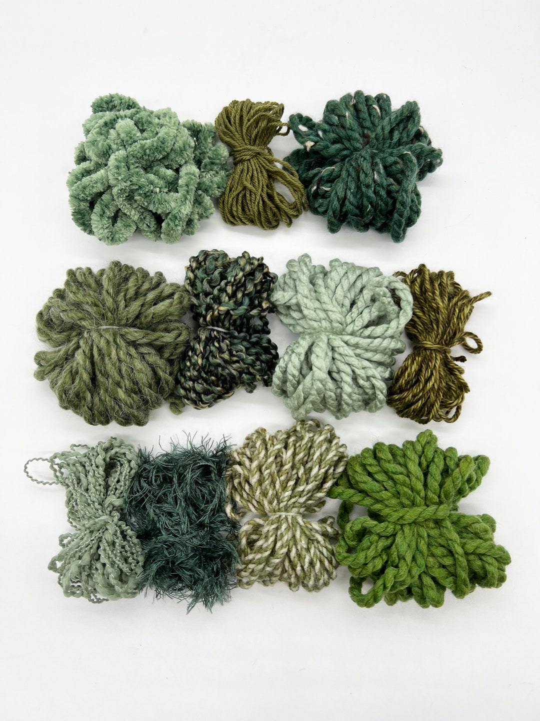 Green Yarn Bundle Collection - Art Fiber 3 to 4 Yard (each Bundle) Mini ...