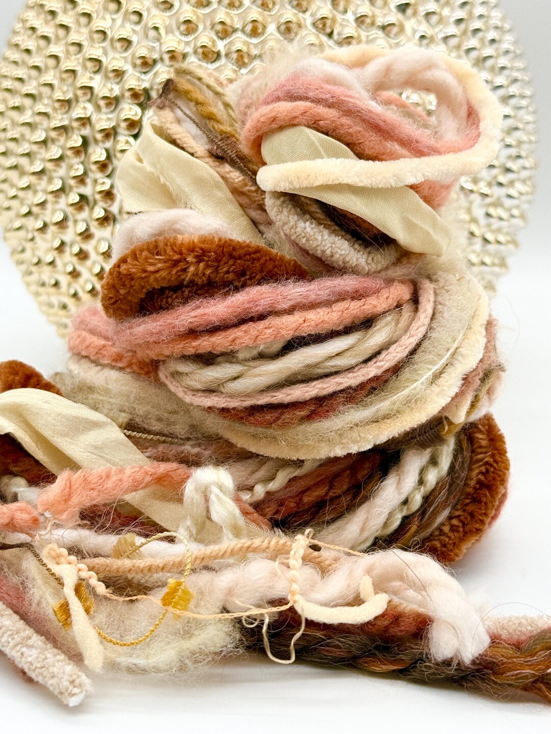 Texture Yarn Bundle: GINGER PEACH 18 Unique Fiber Yarns X 1 Yard ...