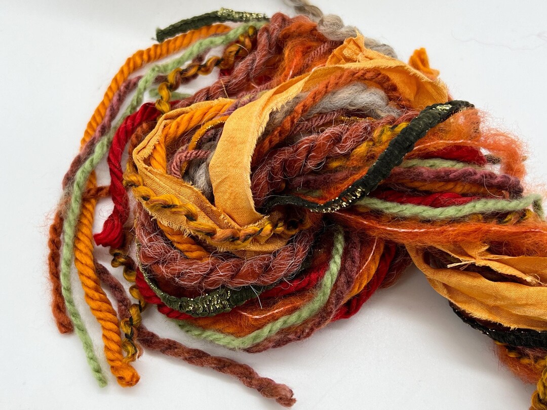 Autumn Splendor Fiber Yarn Sari Bundle 12 Yards Total (1 Yards of Each ...