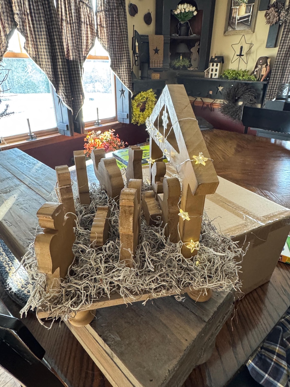 Primitive Wooden Nativity Scene, Christmas Story, Birth of Jesus ...