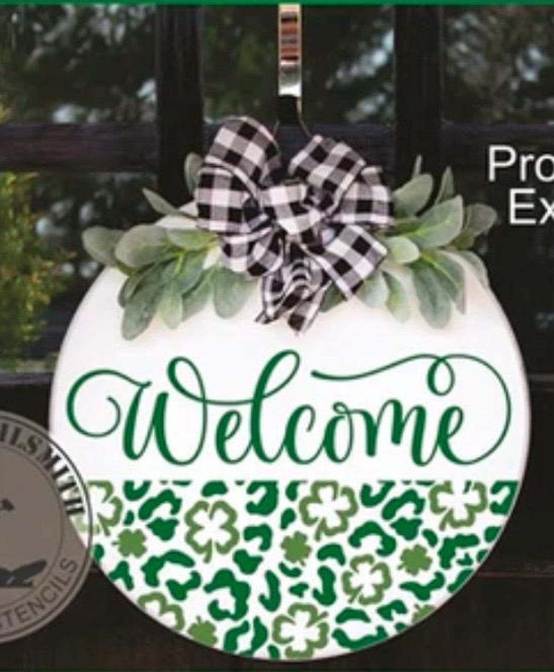 St.patricks Day Welcome Shamrock Wood Round, Shamrock Decor, Leopard ...