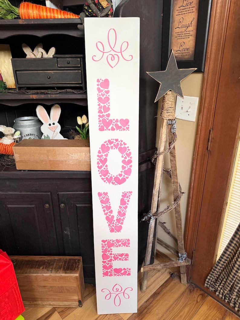 Valentine Wood Porch Sign, Valentine Decor, Heart Decor, Seasonal Decor ...