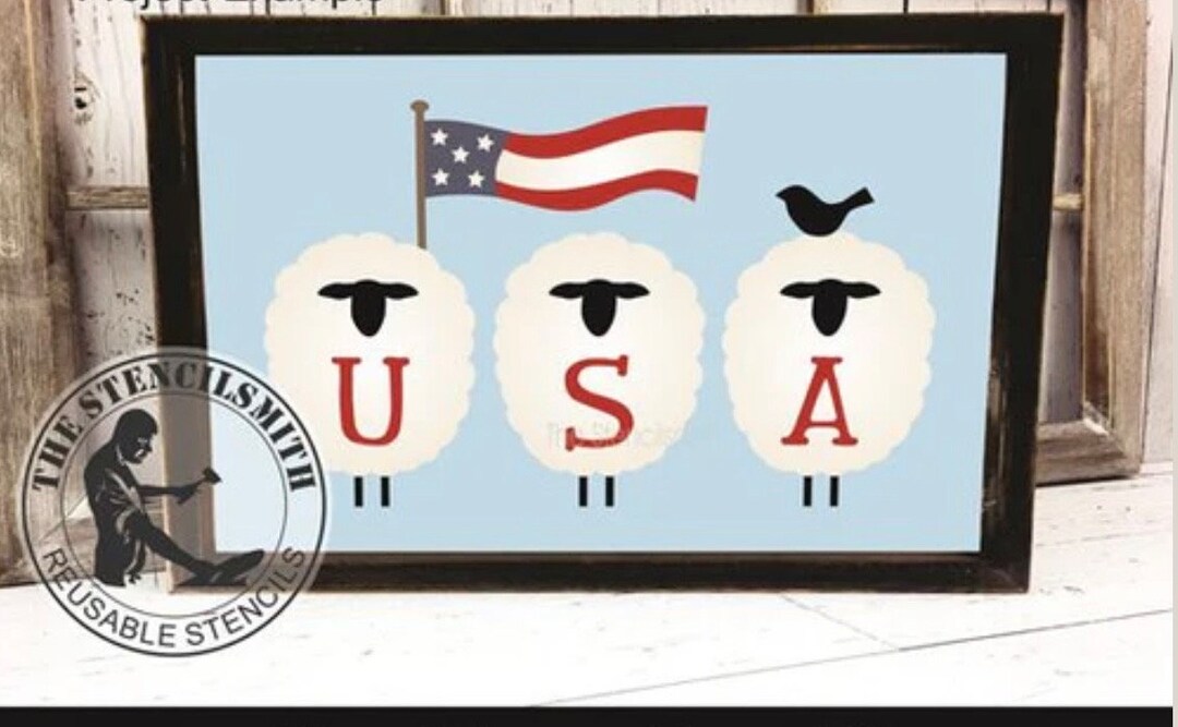 USA Sheep Sign, Patriotic Sign, Prim Decor, Patriotic Decor ...