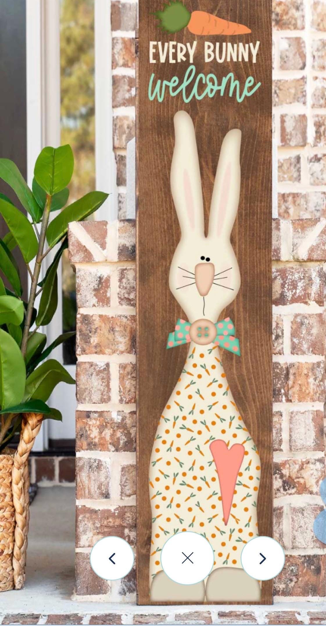 Primitive Welcome Bunny Porch Leaner, Easter Porch Sign, Primitive ...