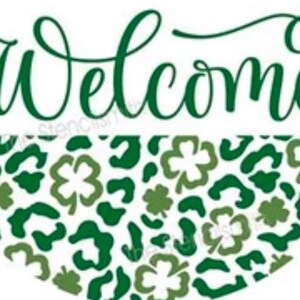 St.patricks Day Welcome Shamrock Wood Round, Shamrock Decor, Leopard ...