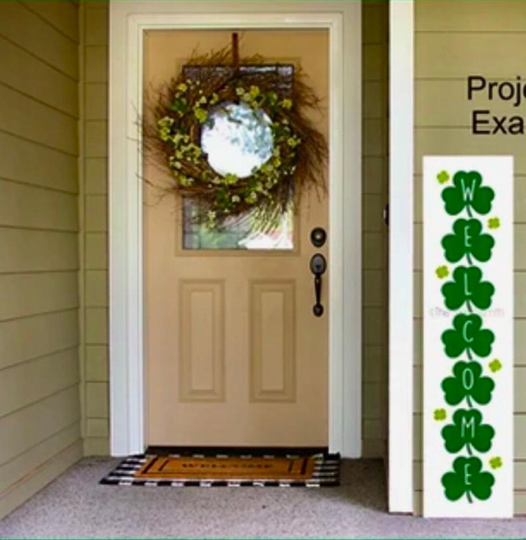 St.patricks Day Welcome Shamrock Porch Leaner, Irish Shamrock Decor ...