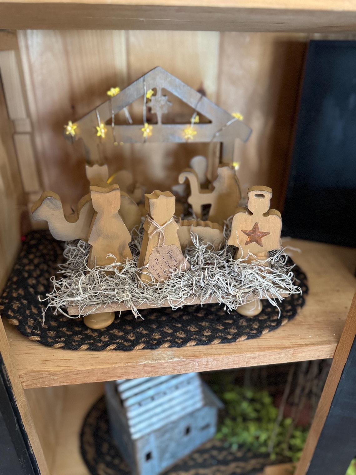 Primitive Wooden Nativity Scene, Christmas Story, Birth of Jesus ...