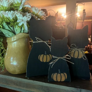 Primitive Wood Cats, Seasonal Decor, Halloween Decor, Stand up Cats - Etsy