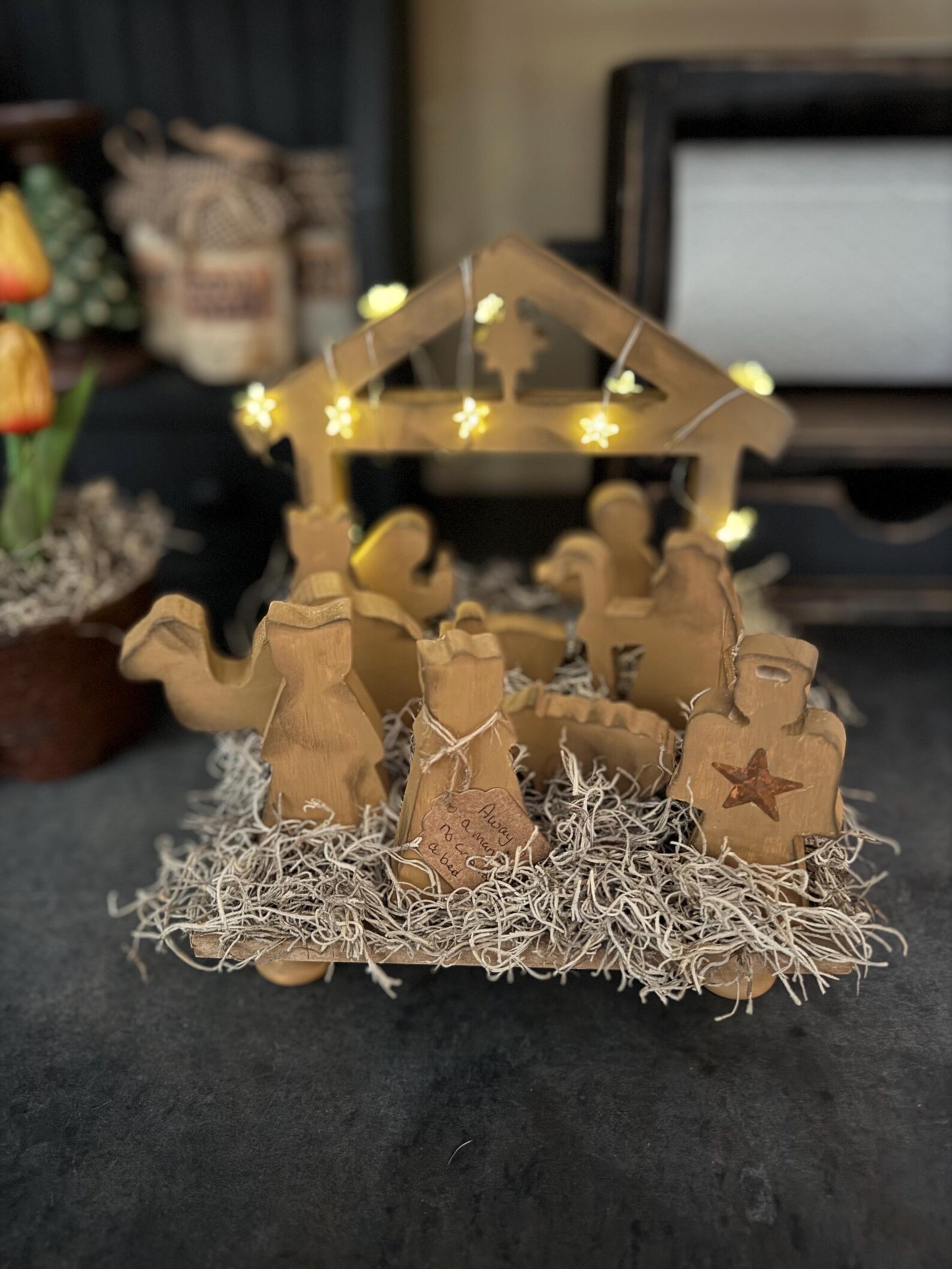 Primitive Wooden Nativity Scene, Christmas Story, Birth of Jesus ...
