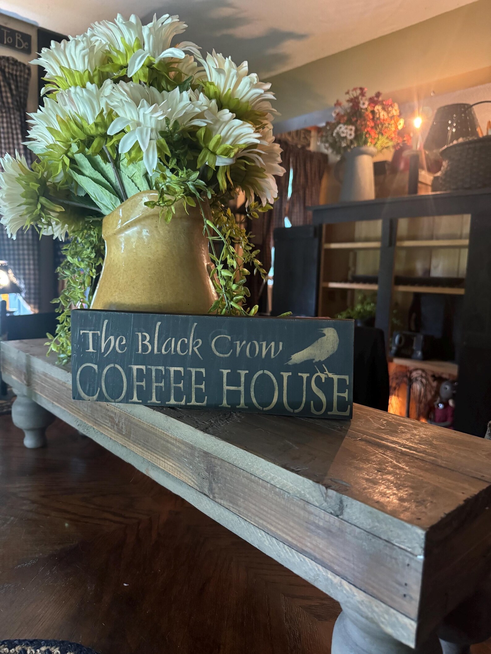 Primitive Black Crow Coffee House Sign, Handpainted Kitchen Decor - Etsy
