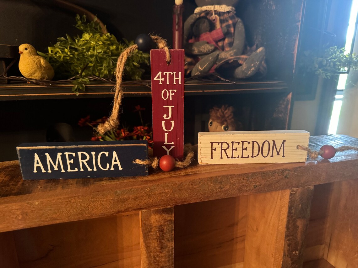 Primitive Patriotic Block Signs. Come in a Set of 3 - Etsy