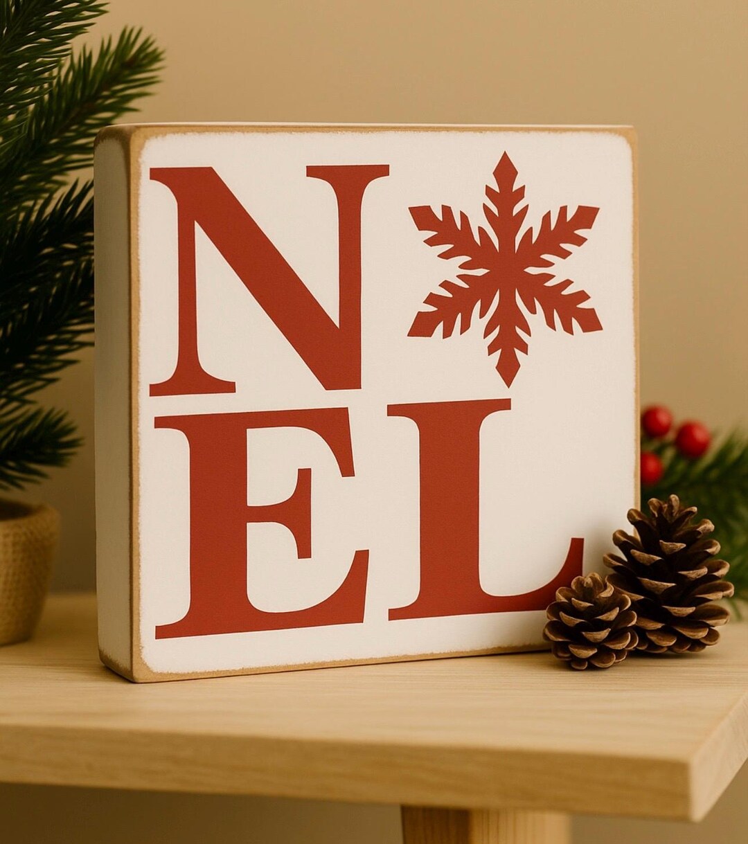Noel Sign, Farmhouse Christmas Decor, Rustic Holiday Shelf Sitter ...