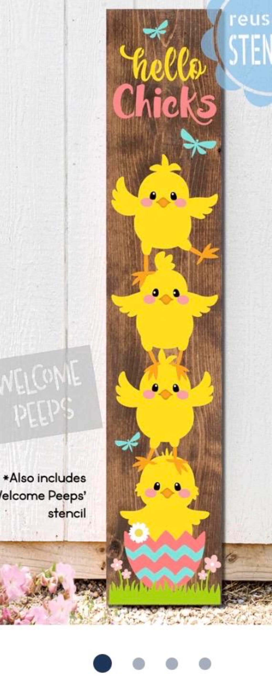 Primitive Hello Chicks Porch Leaner, Seasonal Porch Leaner, Chicks ...