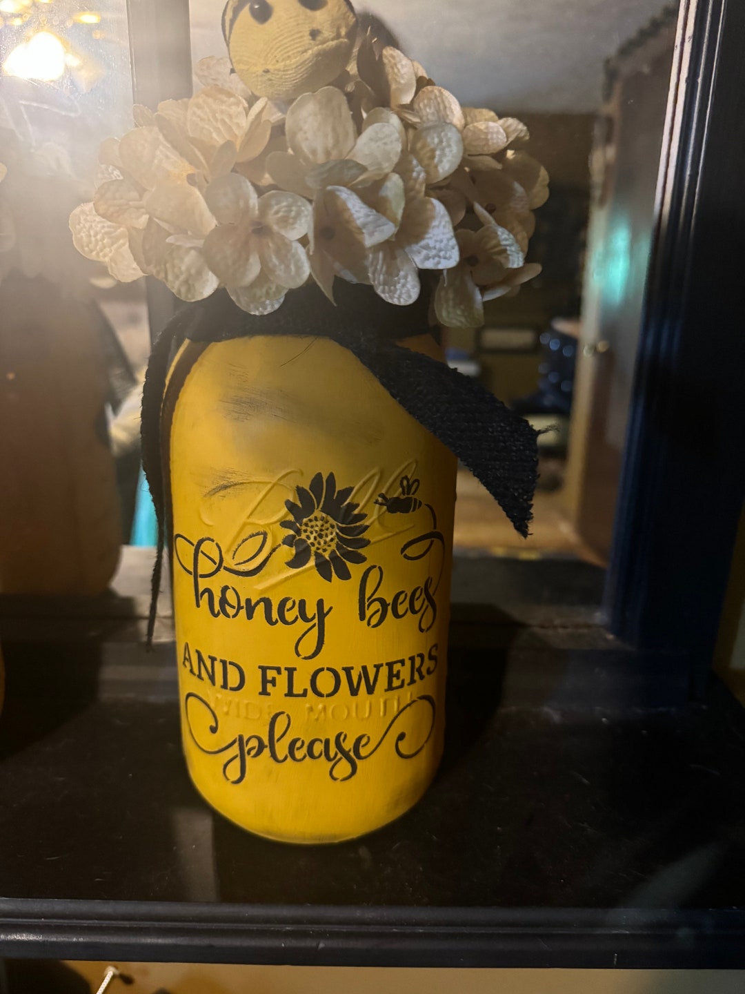 Primitive Bee Mason Jar Set, Bee Decor, Mason Jars, Summer Decor ...